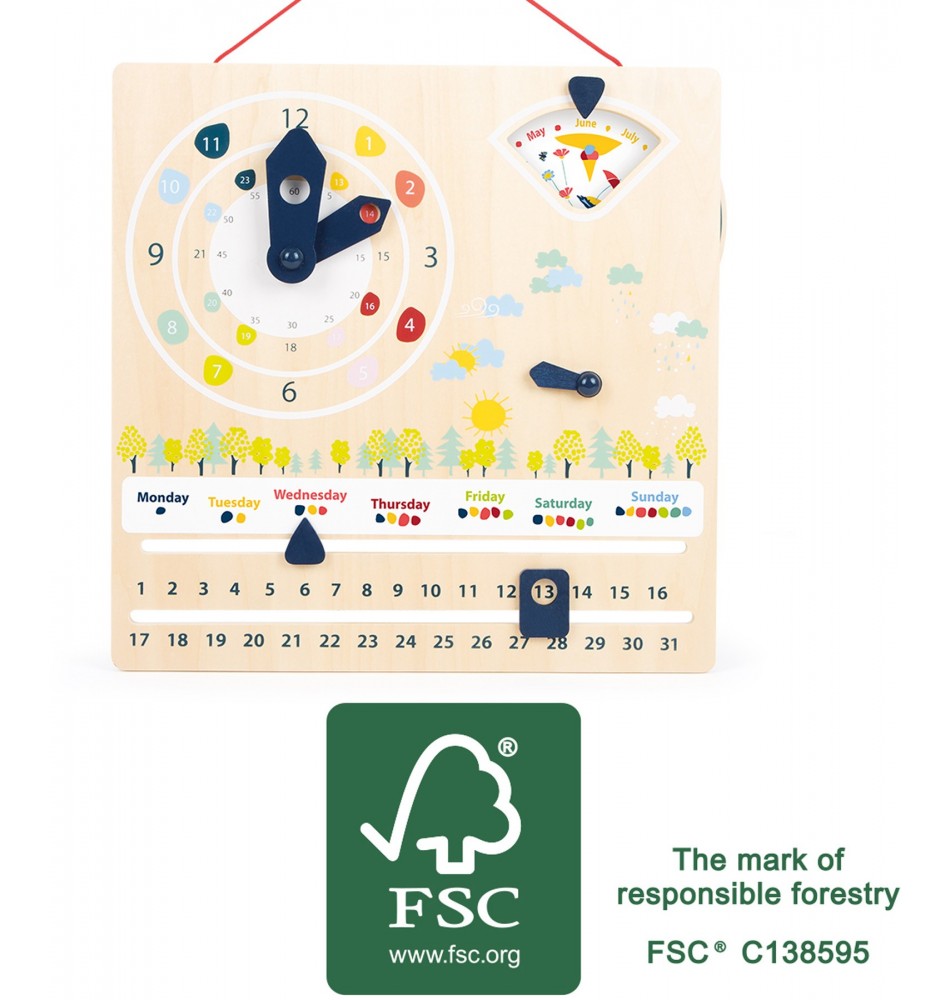 Montessori wooden calendar / clock - learning the time